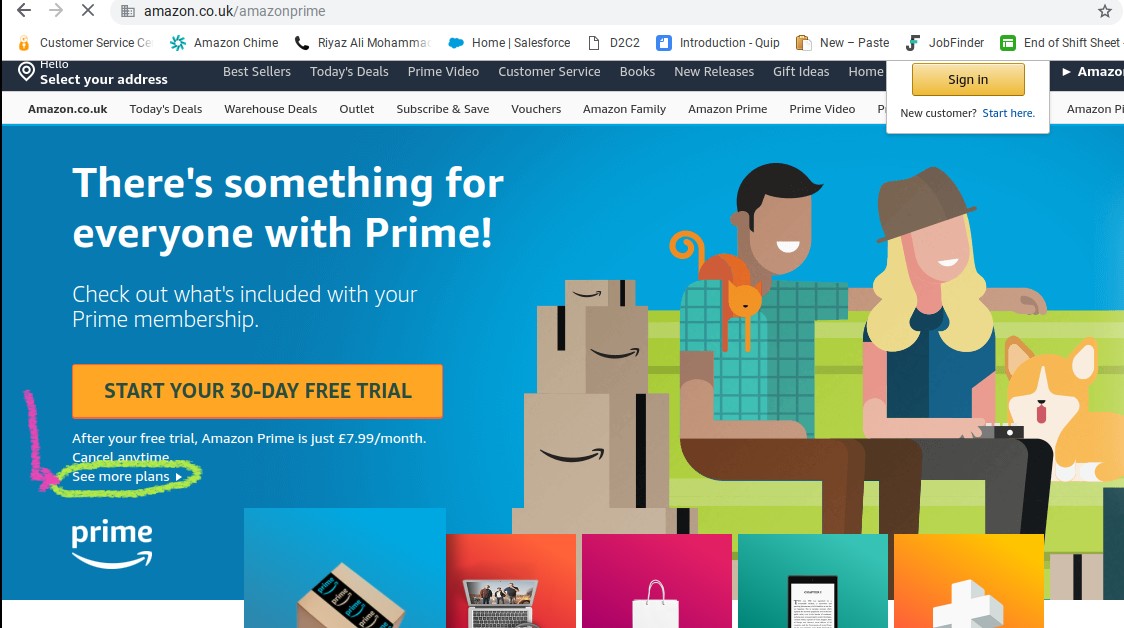 Subscription to only prime video