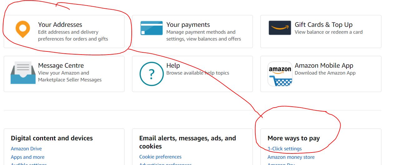 How do I update my billing address, something to do with Amazon 1 click ...