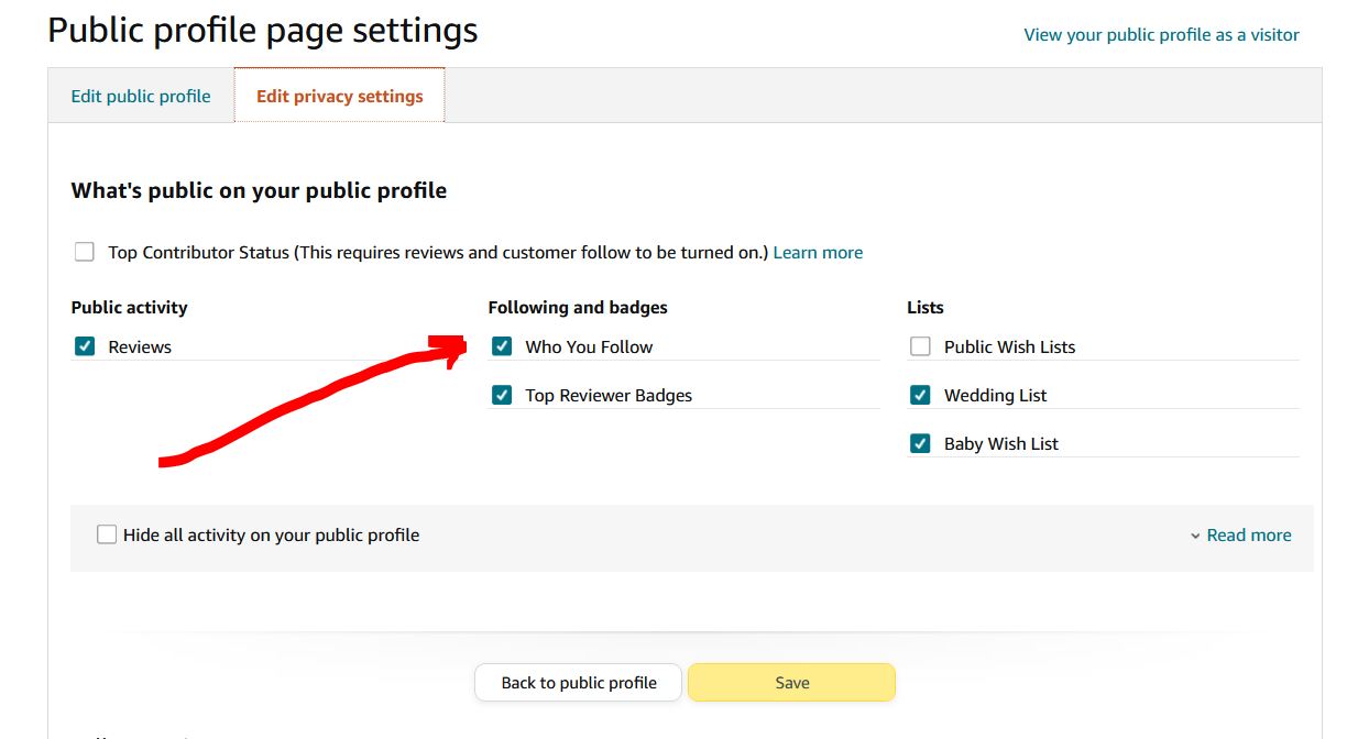 Access to list of authors followed