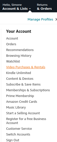 How do I find my rentals and purchases history in invoice/receipt form?