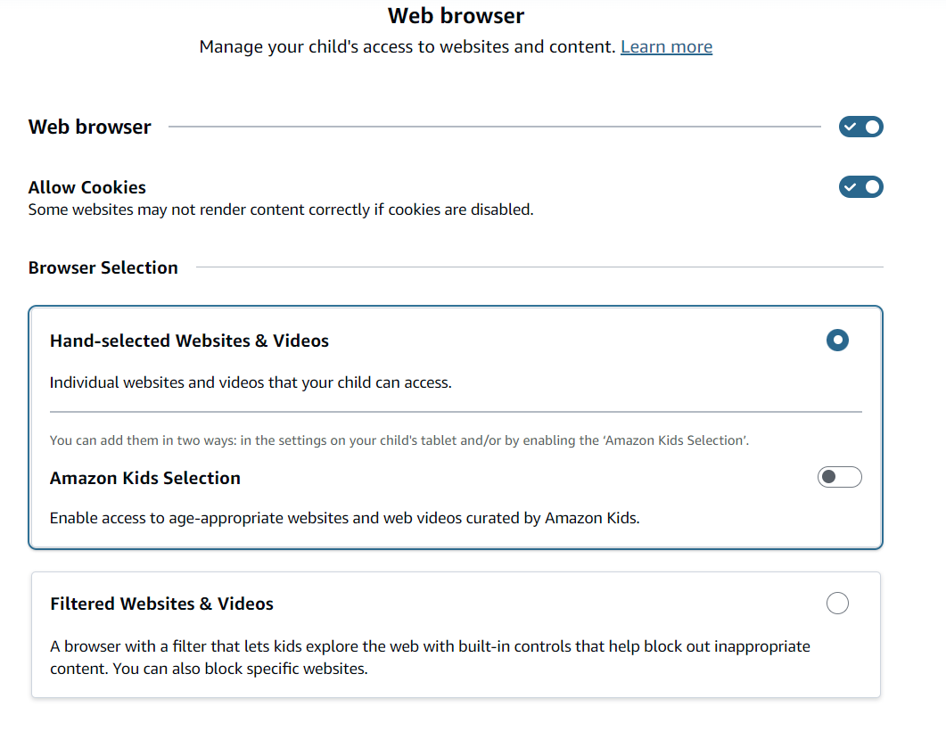 Can you help explain why my child cannot see a web browser?