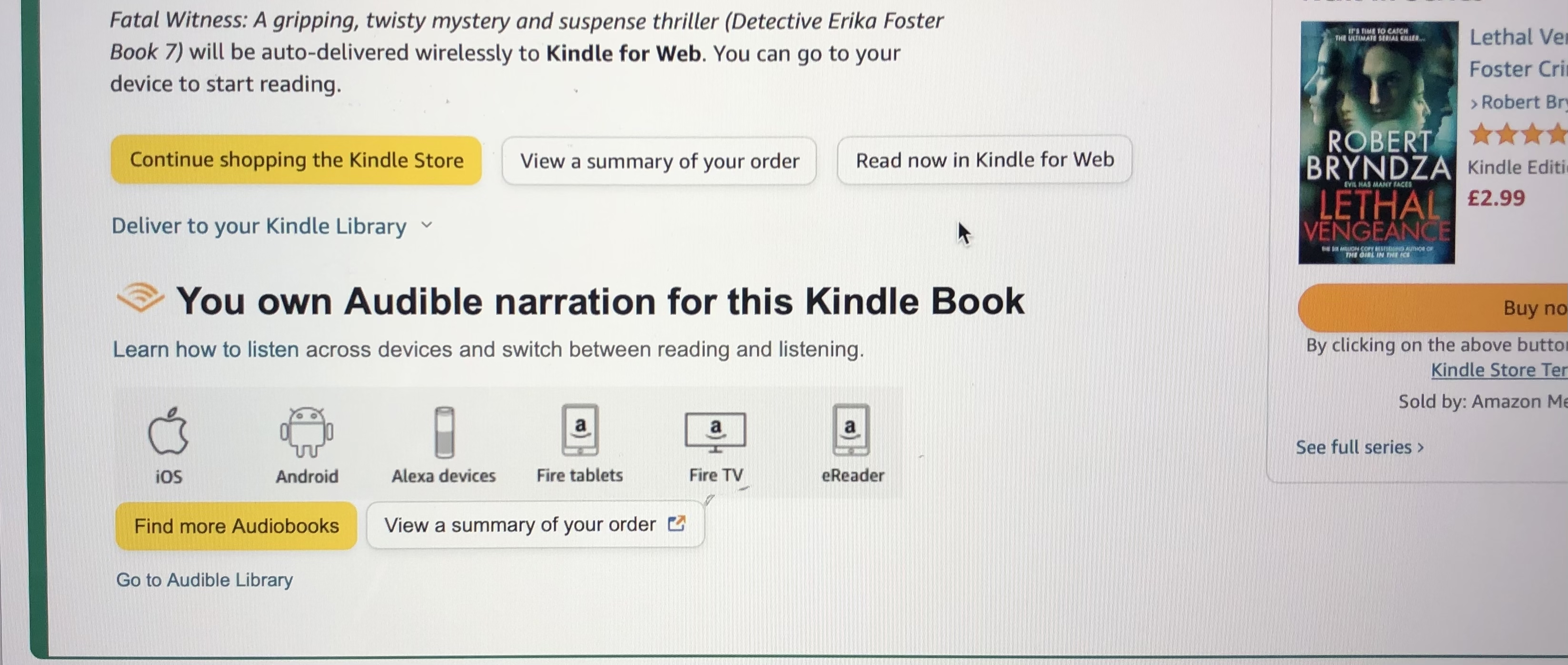 Bought Kindle book, says I 'own audible narration' ; how to get this ...