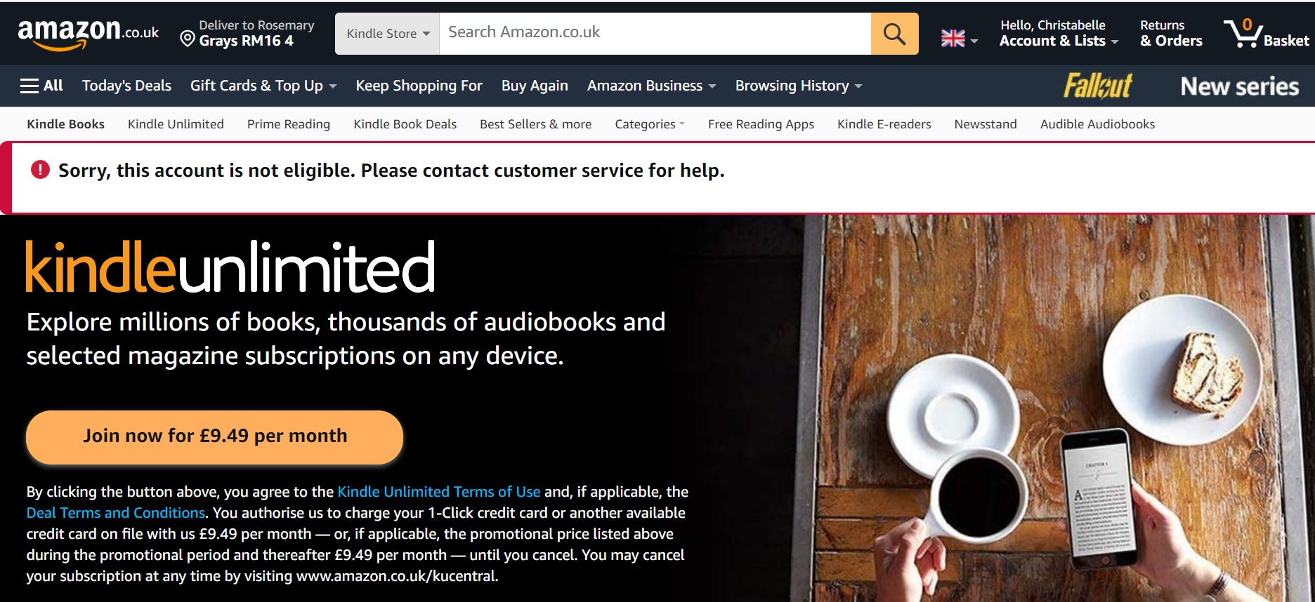 Account not eligible for Kindle Unlimited